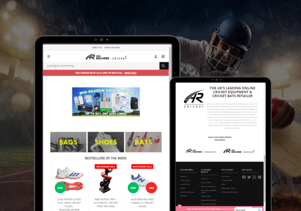 All-Rounder Cricket Store Website Developed by Webiators